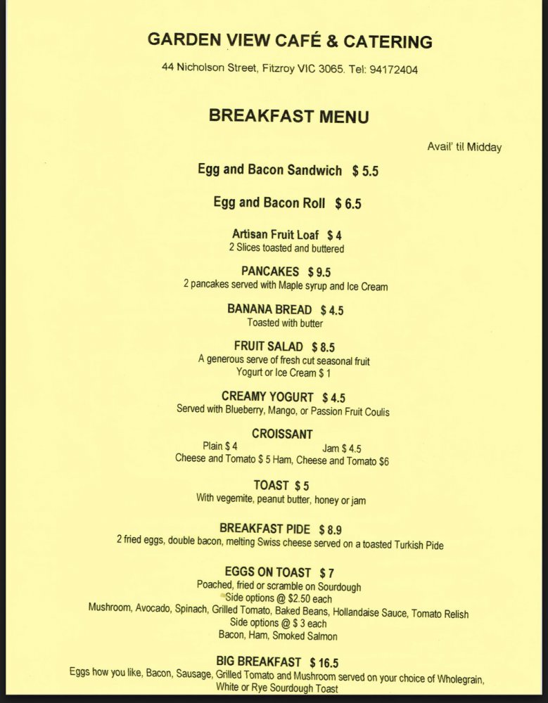 Garden View Café - Full Menu, Reviews, Photos